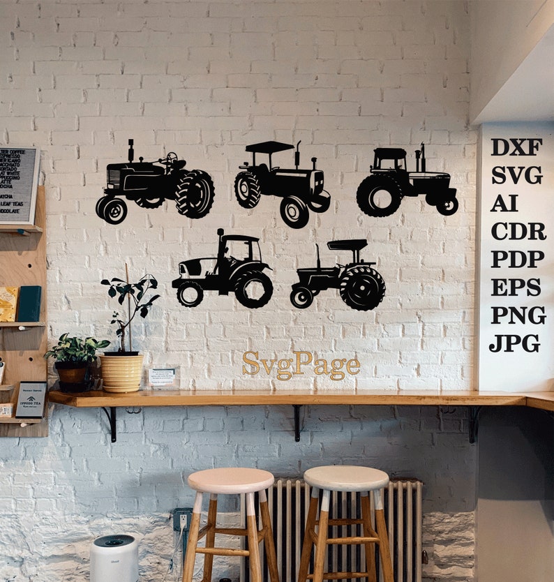 Tractor Dxf Laser Cut Farming Svg Dxf Png Files Wall Art Sticker ...