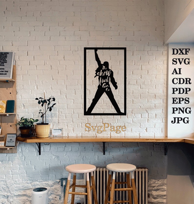 Freddie Mercury dxf Rock svg corte láser svg dxf png archivos pared ...