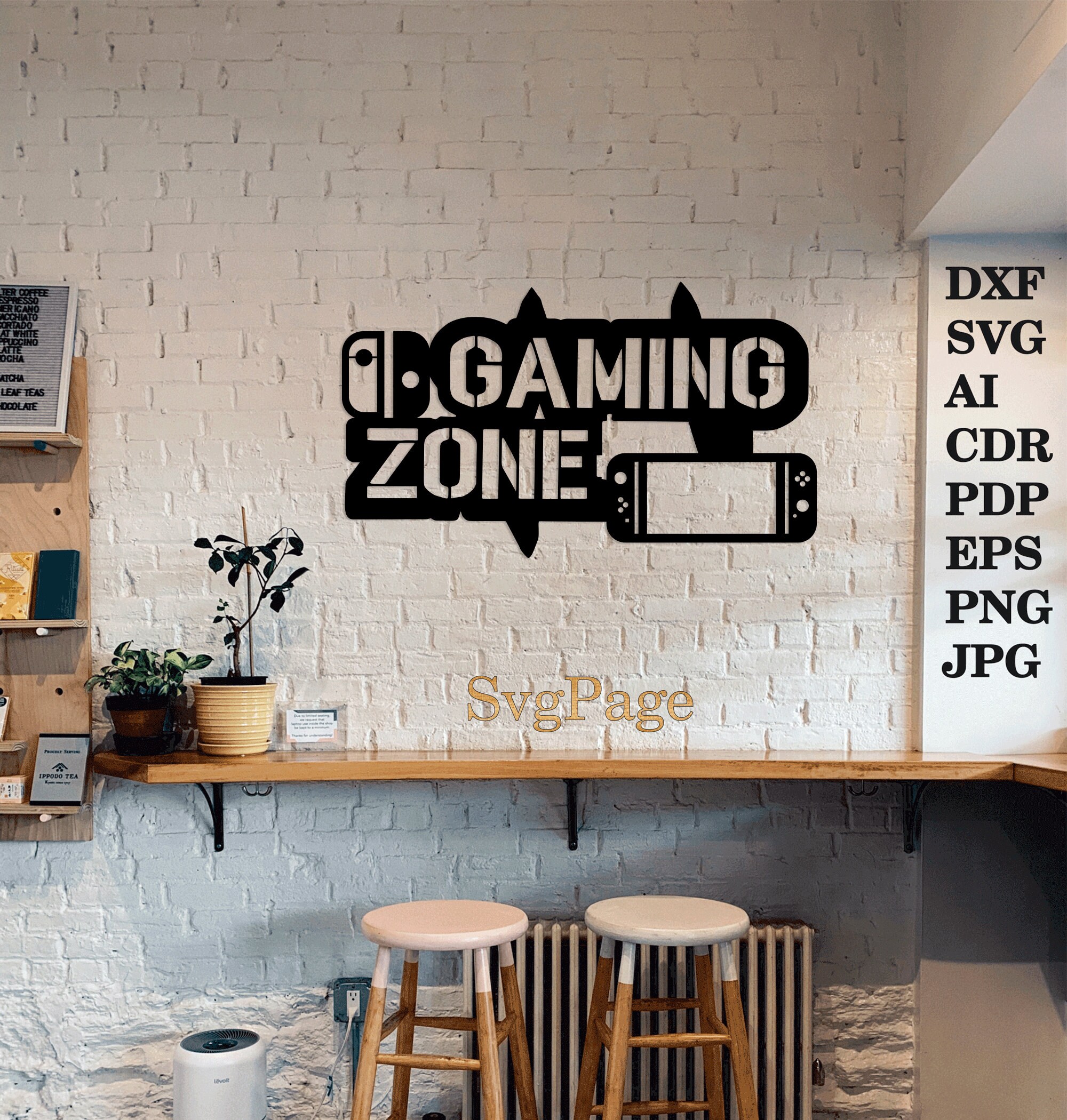 Gaming Zone Gamer Laser Cut Svg Dxf Files Wall Art Sticker Glowforge ...