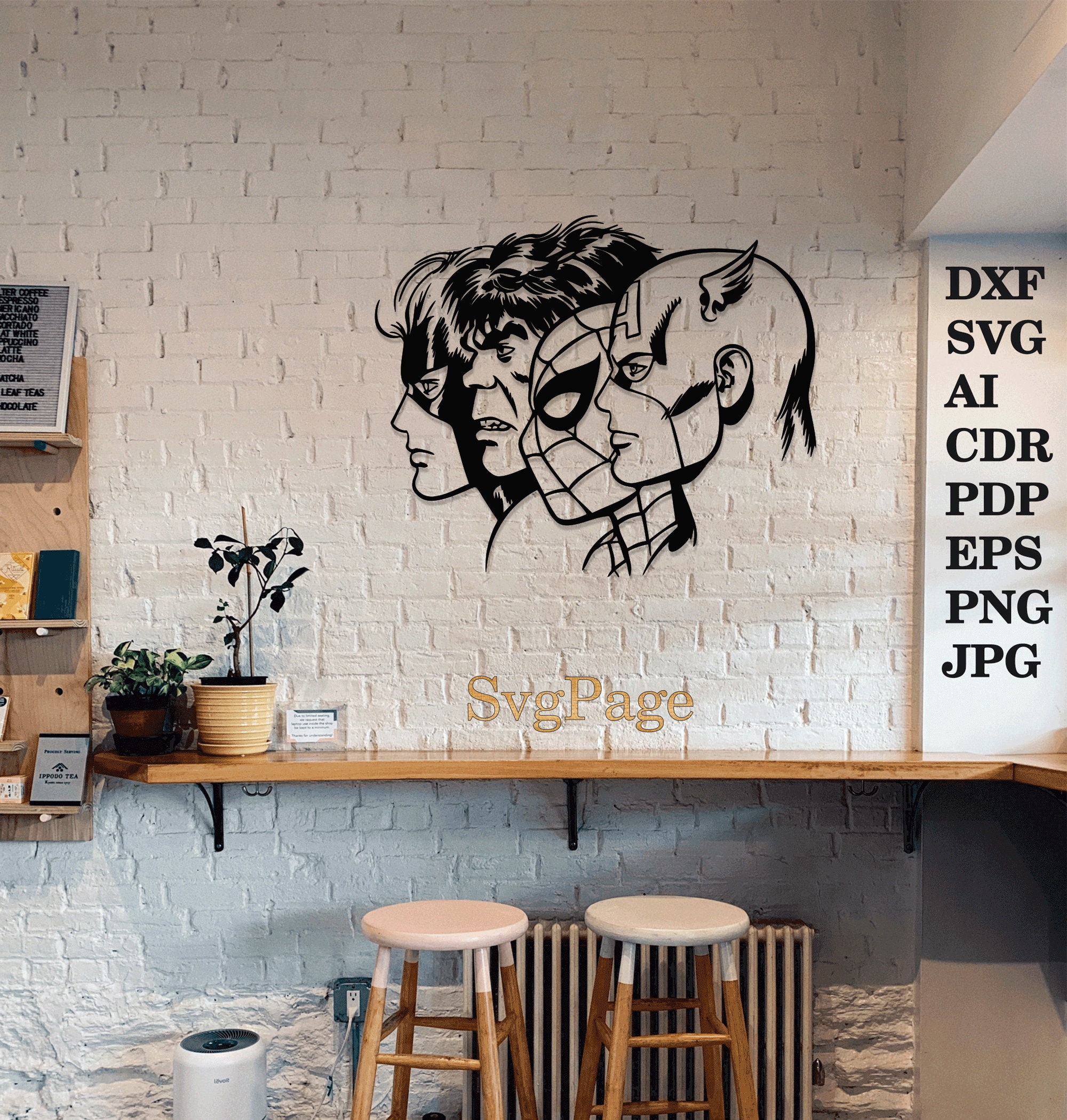 Super Hero Laser Cut Svg Dxf Png Files Wall Art Sticker Glowforge ...
