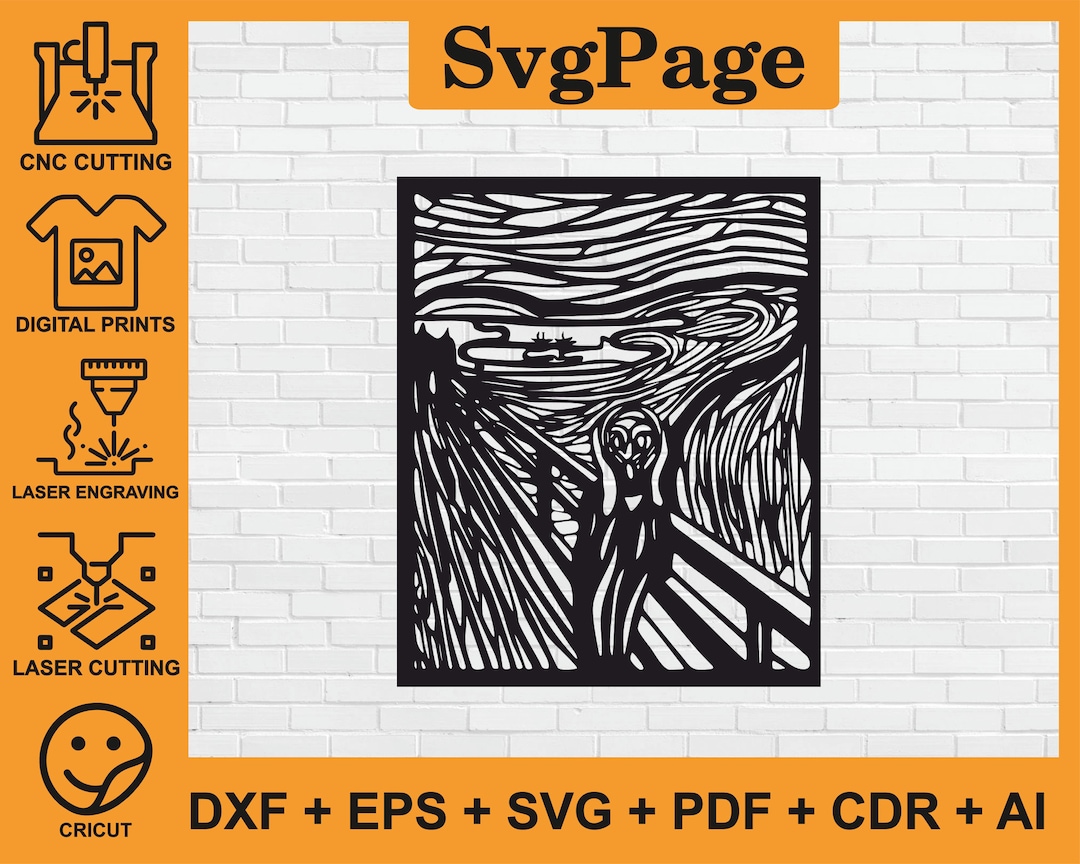 The Scream Edvard Munch Laser Cut Svg Dxf Files Wall Art Sticker ...