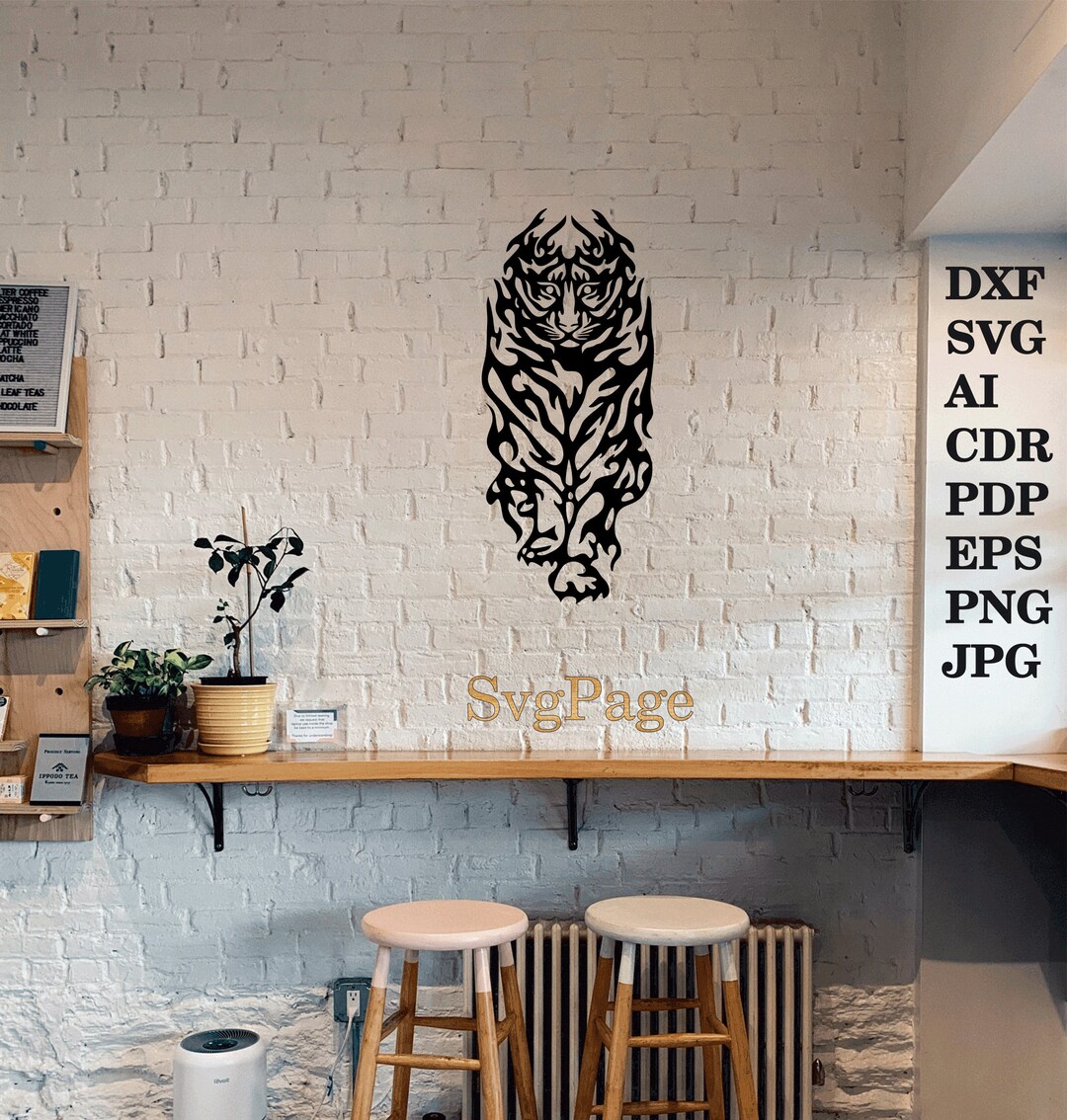 Tiger Dxf Animal Svg Laser Cut Png Files Wall Art Sticker Glowforge ...