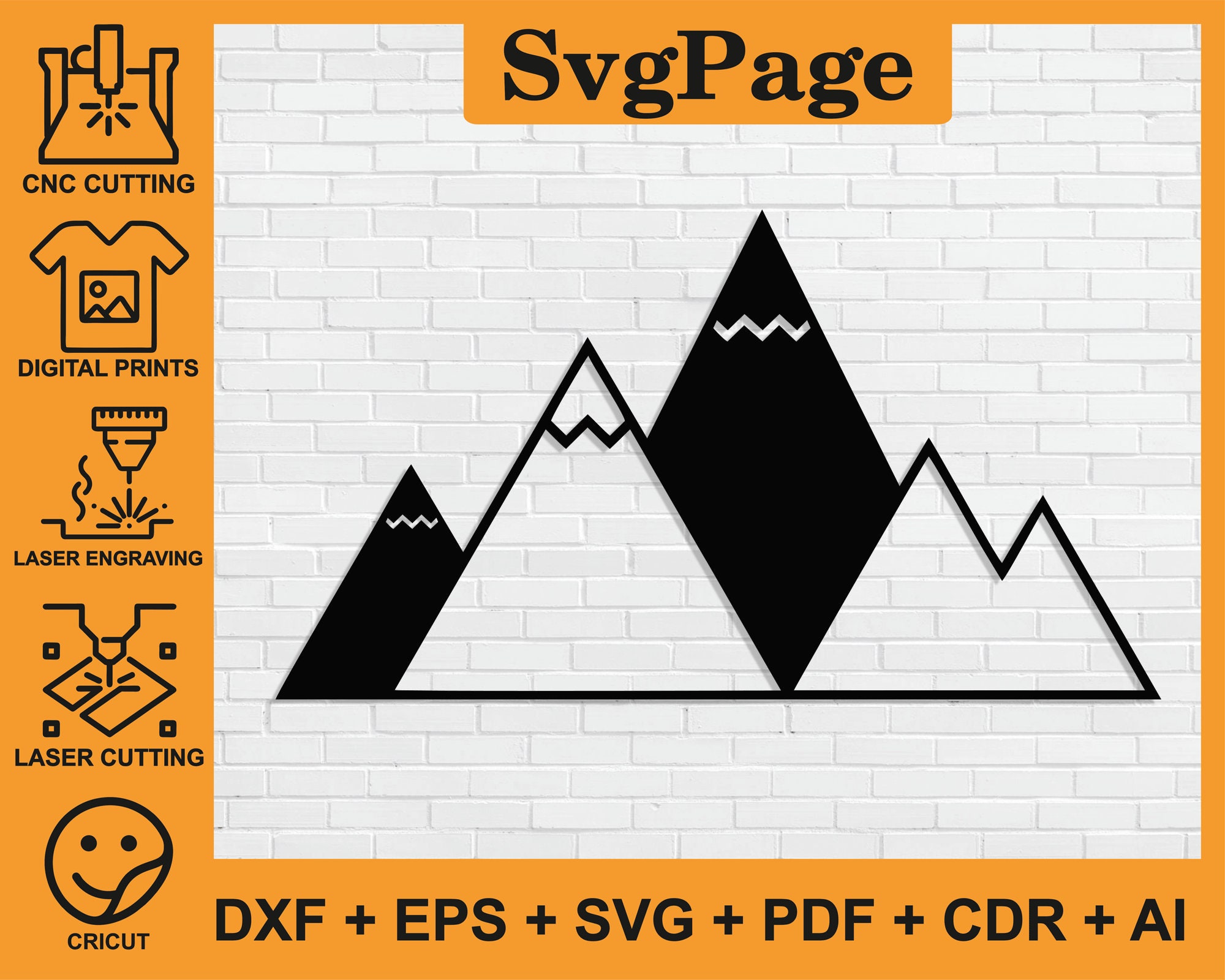 Mountain Dxf Laser Cut Svg Files Wall Art Sticker Glowforge - Etsy