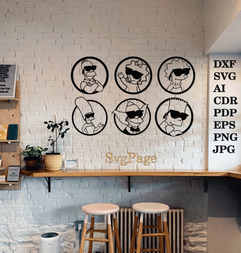 Simpsons Dxf Homer Bart Marge Lisa Svg Laser Cut Files Wall Art Sticker ...