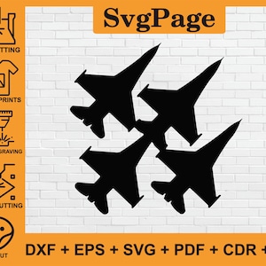 Aircraft Plane Jet Fighter Aviation Laser Cut Svg Dxf Png - Etsy