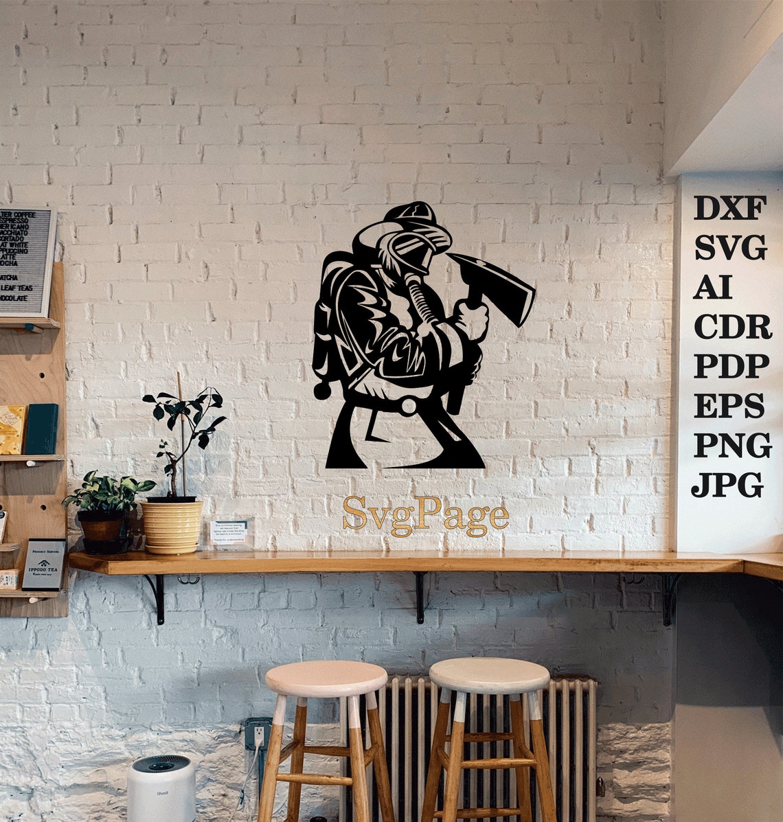 Fireman Firefighter Fire Laser Cut Svg Dxf Png Files Wall Art Sticker ...