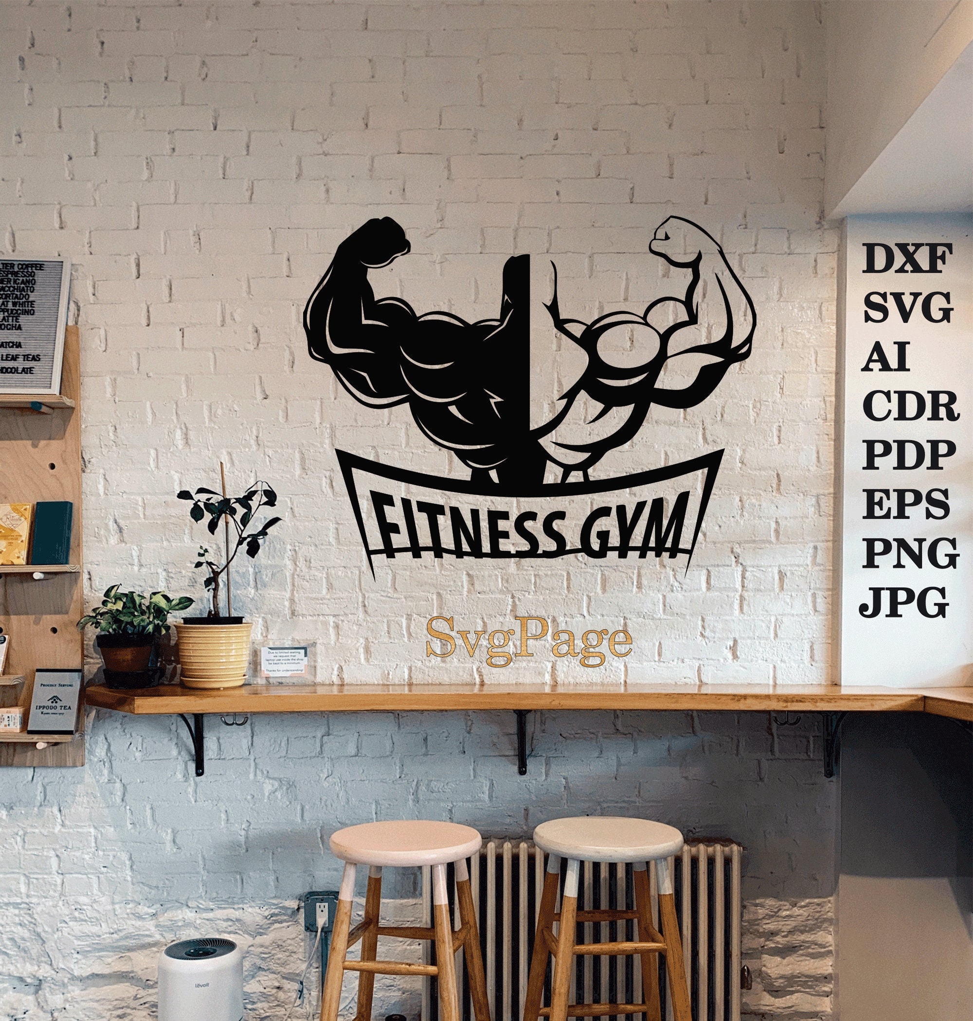 Muscular Bodybuilder Fitness Laser Cut Svg Dxf Files Wall Art Sticker ...