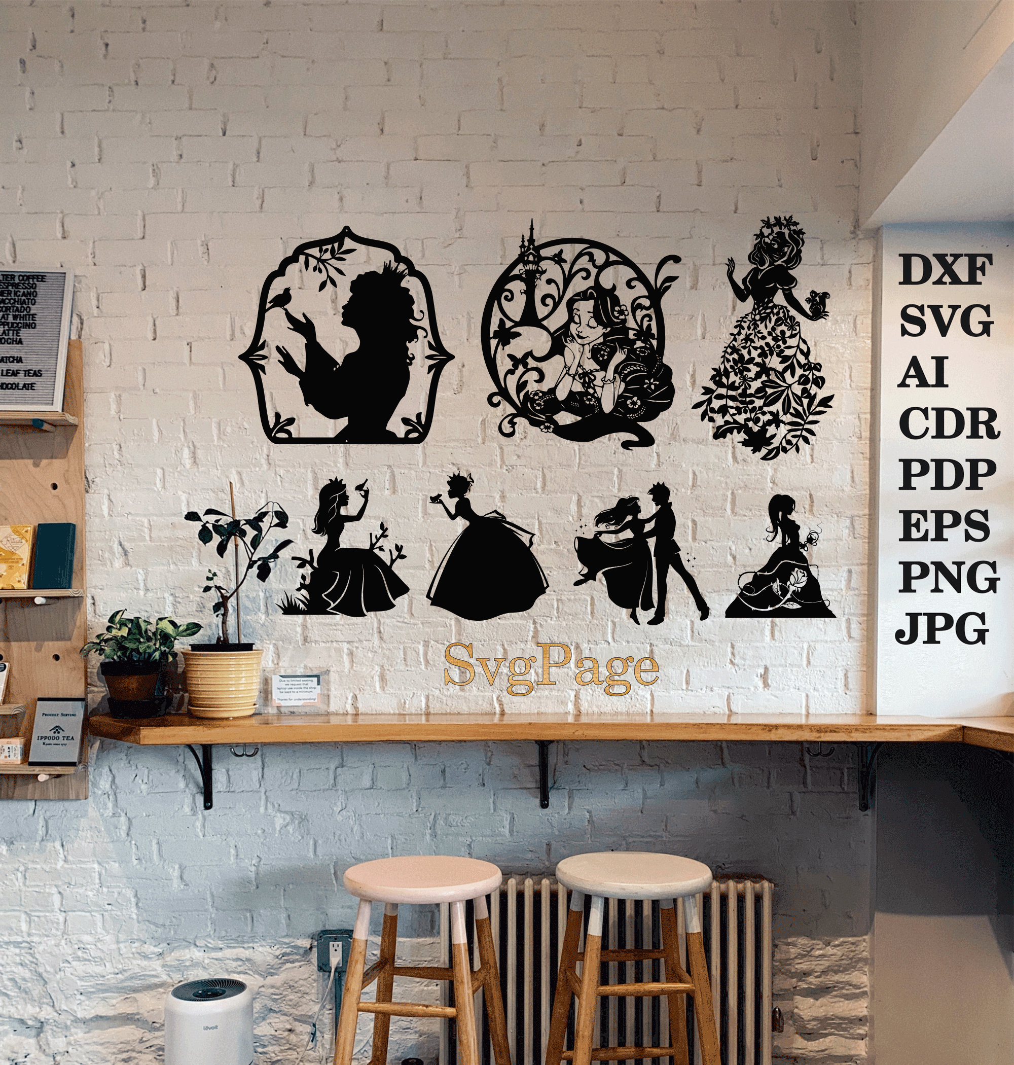 Princess Laser Cut Svg Dxf Png Files Wall Art Sticker Glowforge ...