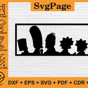 The Simpson Family Laser Cut Svg Dxf Files Wall Art Sticker Glowforge ...