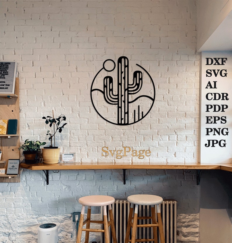Floral Cactus Plant Laser Cut Svg Dxf Files Wall Art Sticker Glowforge ...