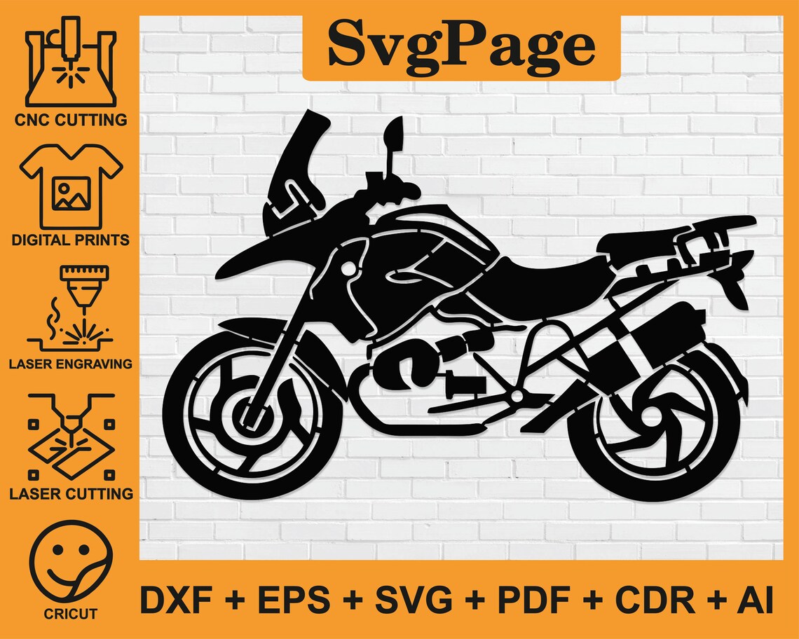 Motorcycle Motorbike Laser Cut Svg Dxf Png Files Wall Art Sticker ...