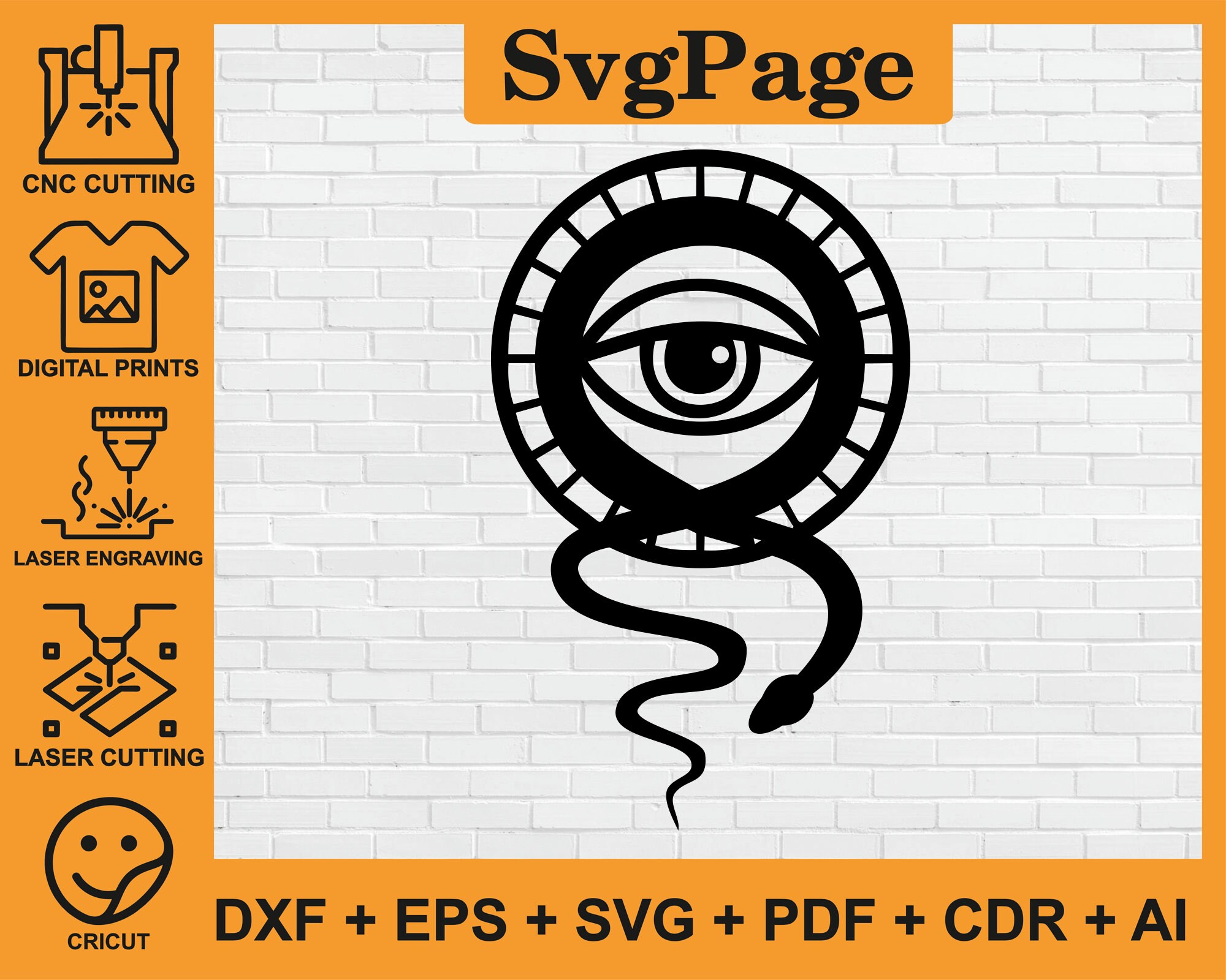 Snake Eye Dxf Laser Cut Svg Png Files Wall Art Sticker Glowforge ...