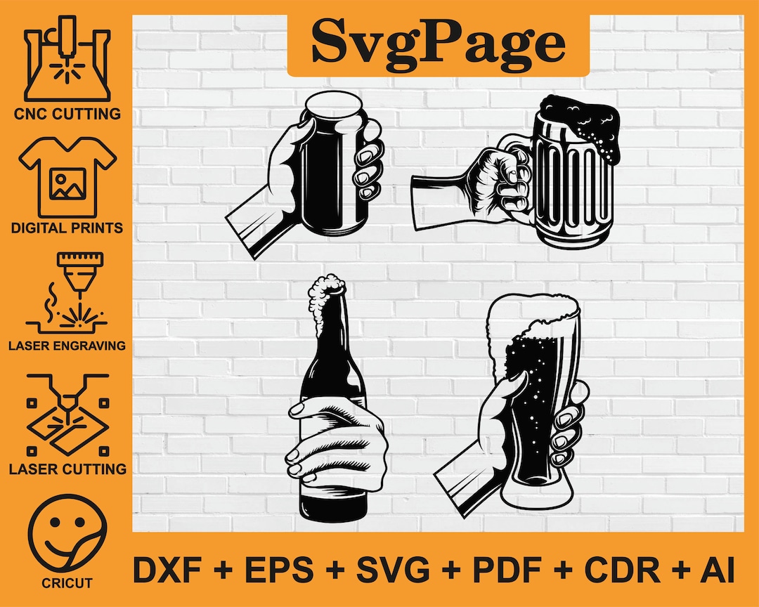 Beer Drinks Cheers Laser Cut Svg Dxf Png Files Wall Art Sticker ...