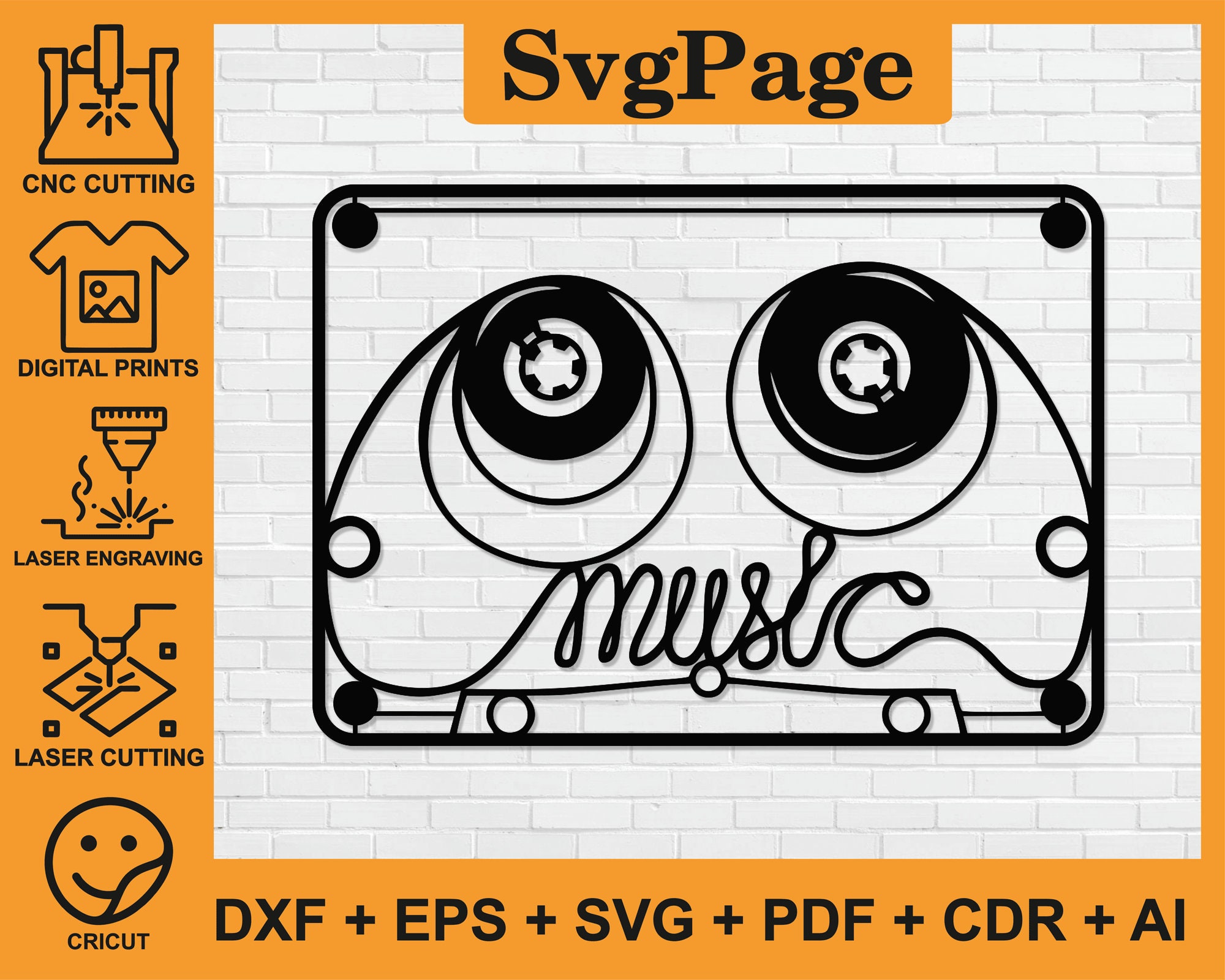 Walkman Dxf Music Svg Laser Cut Png Files Wall Art Sticker Glowforge ...