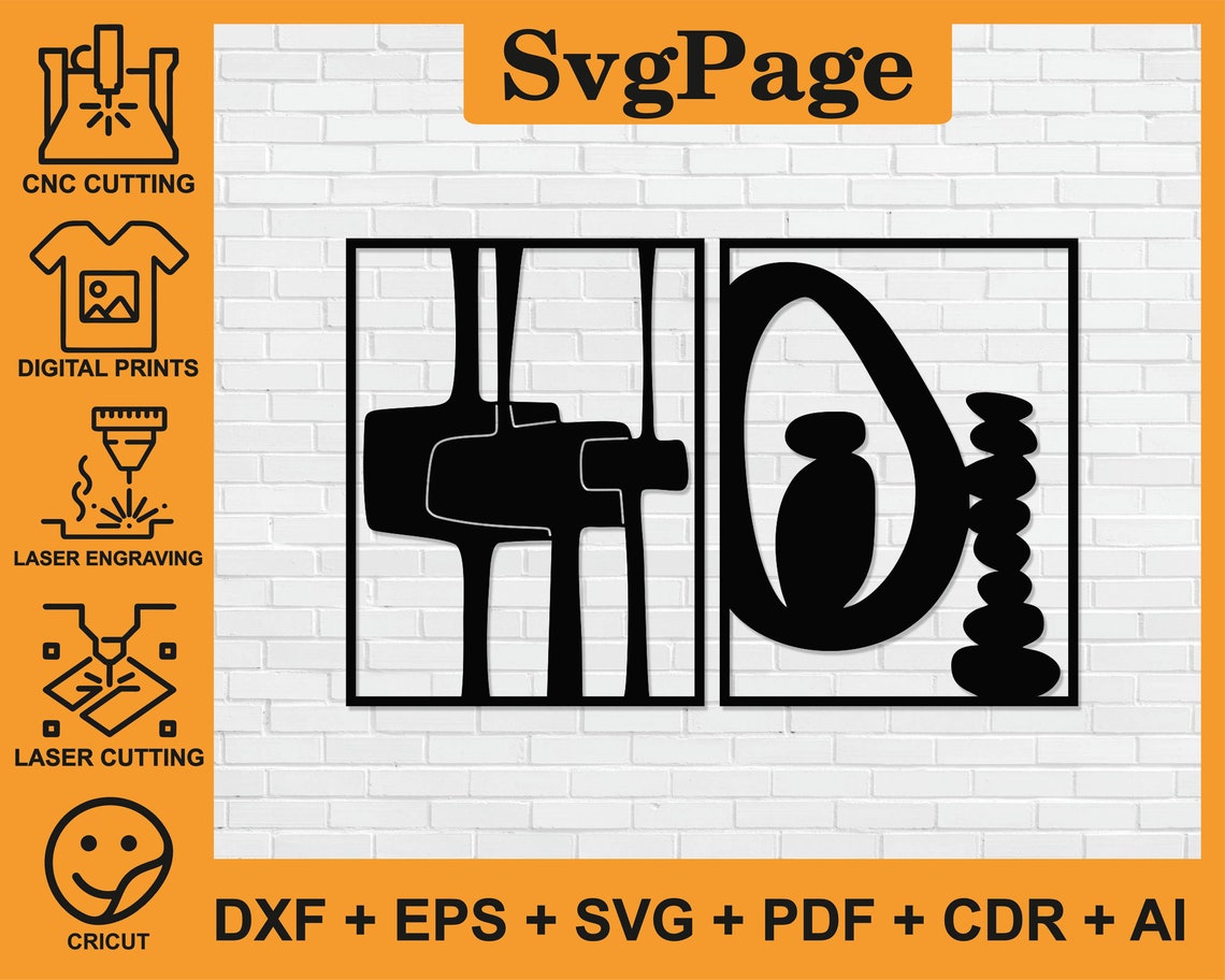 Modern Art Decor Laser Cut Svg Dxf Files Wall Art Sticker Glowforge ...