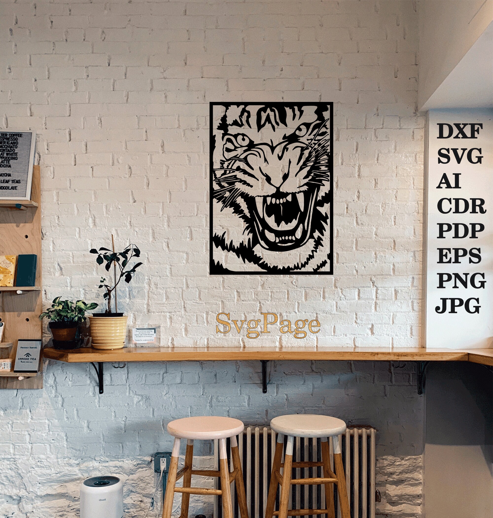 Tiger Dxf Animal Svg Laser Cut Png Files Wall Art Sticker - Etsy