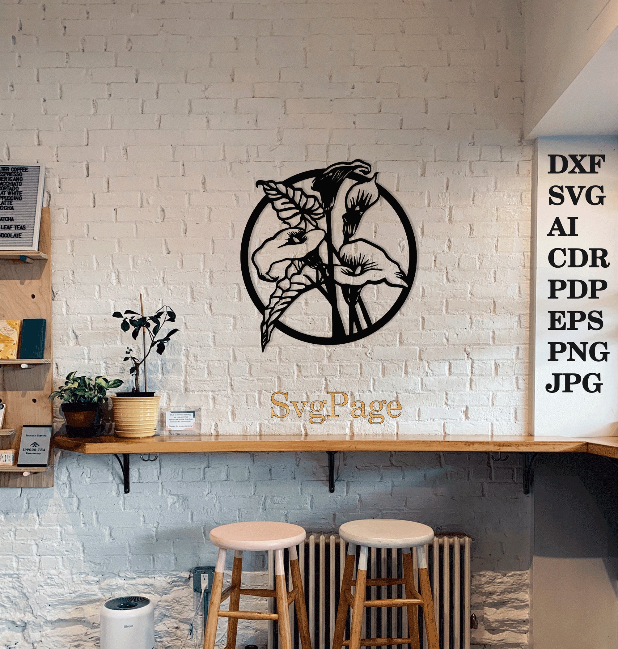 Lily Flower Laser Cut Svg Dxf Png Files Wall Art Sticker Glowforge ...