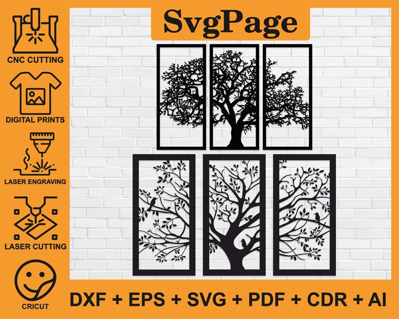 Árbol de la vida dxf corte láser svg png archivos pared arte - Etsy México