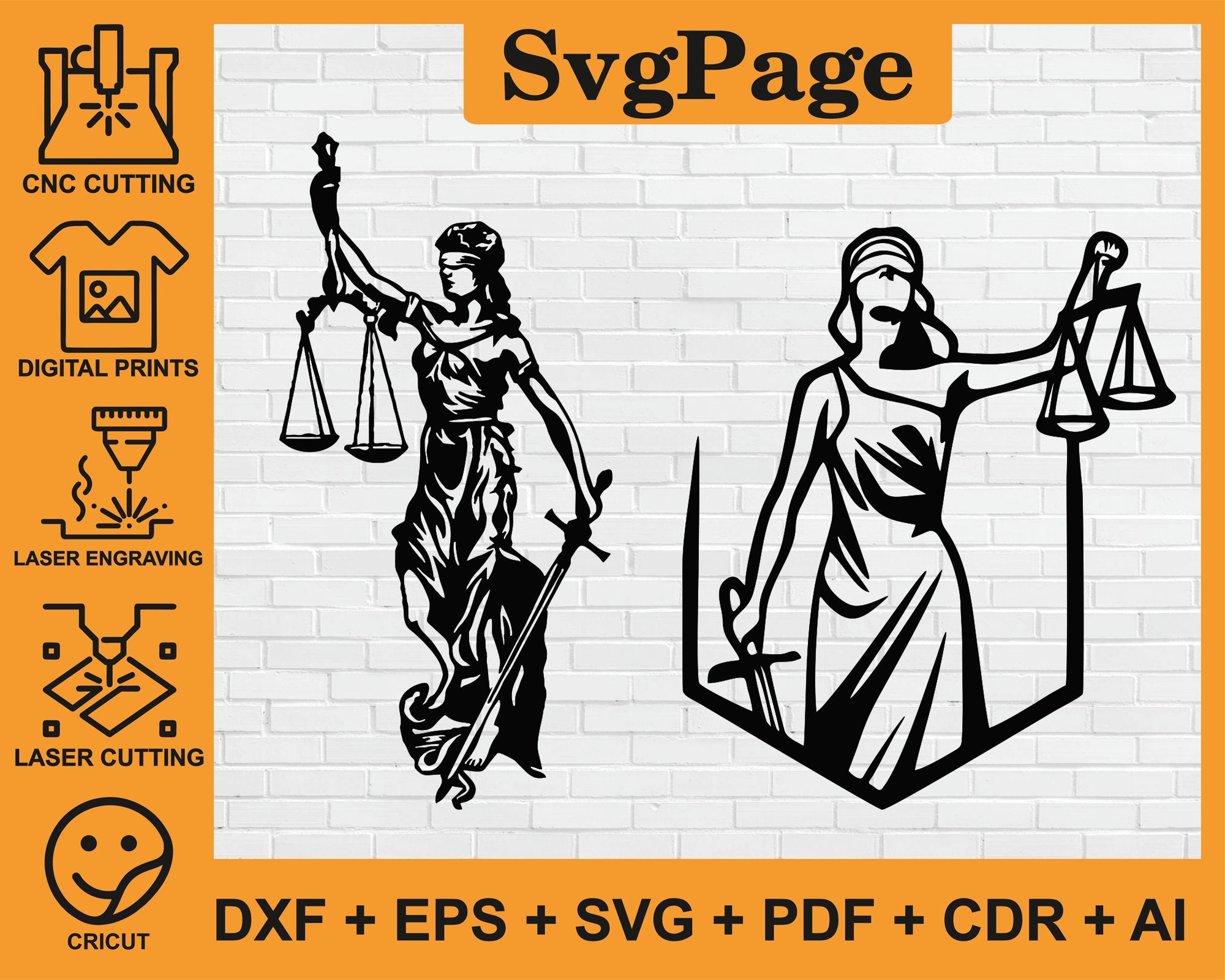 Femida Themis Dxf Justice Svg Laser Cut Files Wall Art Sticker ...