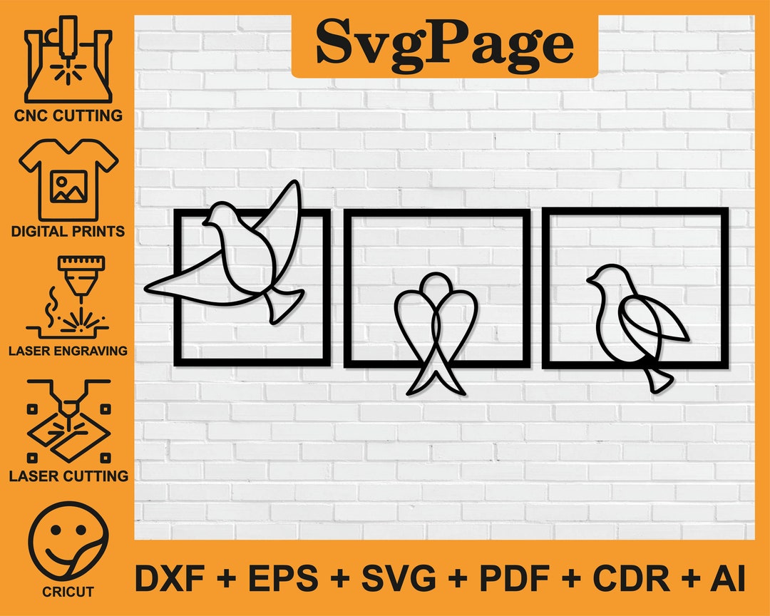 Bird Dxf Pigeon Svg Pdf Laser Cut Png Files Wall Art Sticker Glowforge ...