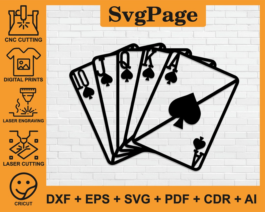 Deck of Cards Magic Laser Cut Svg Dxf Files Wall Art Sticker Glowforge ...