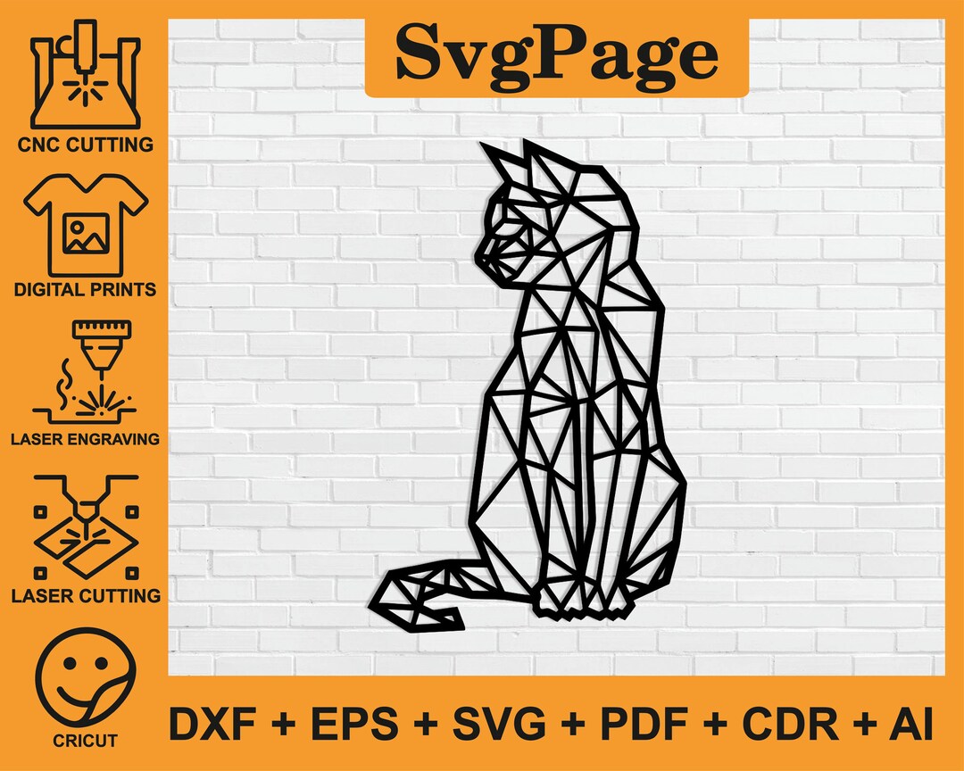 Gato dxf Animal svg corte láser png archivos pared arte - Etsy México