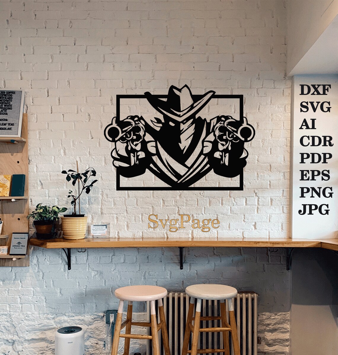 Bandit Cowboy Laser Cut Svg Dxf Png Files Wall Art Sticker Glowforge ...