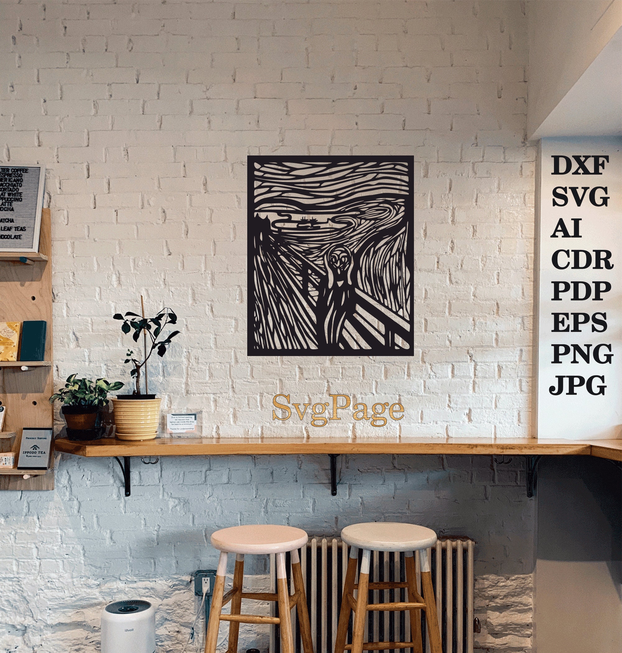 The Scream Edvard Munch Laser Cut Svg Dxf Files Wall Art Sticker ...