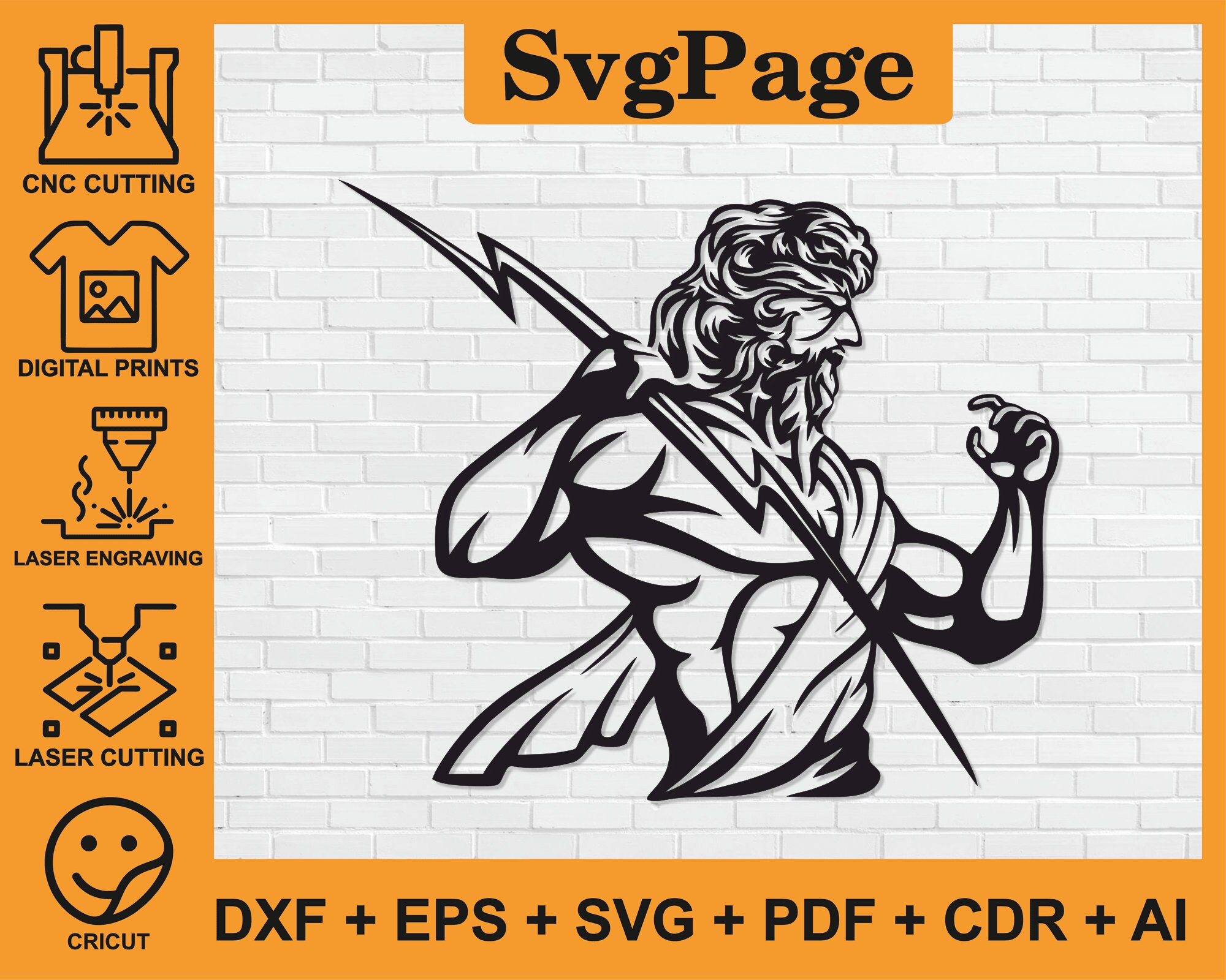 Zeus Dxf Laser Cut Greek Mythology Svg Dxf Png Files Wall Art - Etsy