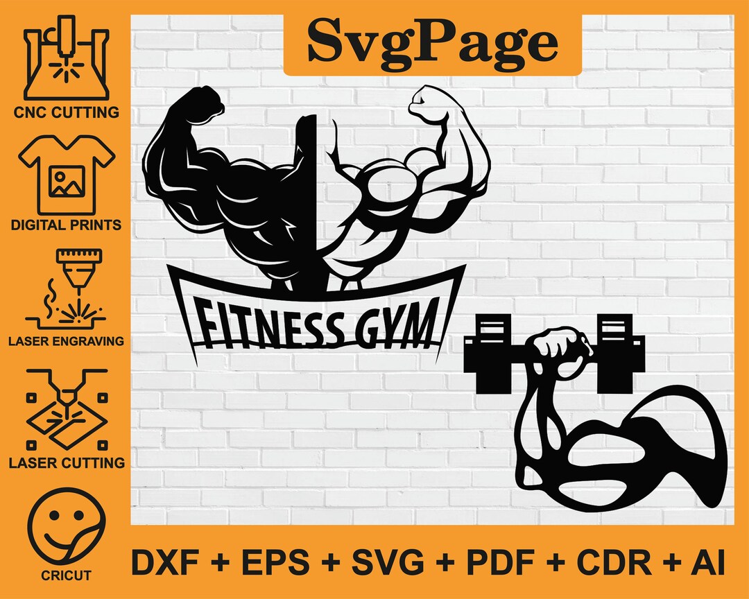 Muscular Bodybuilder Fitness Laser Cut Svg Dxf Files Wall Art Sticker ...