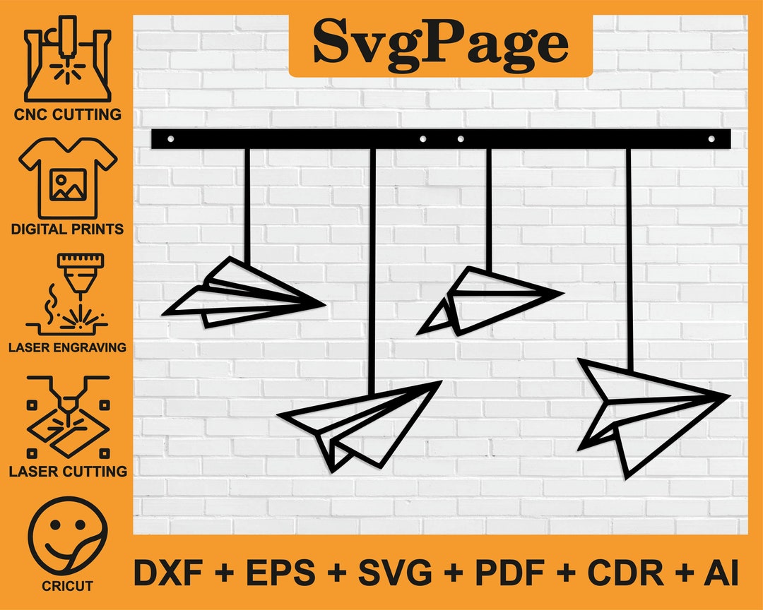 Paper Plane Decor Laser Cut Svg Dxf Files Wall Art Sticker Glowforge ...