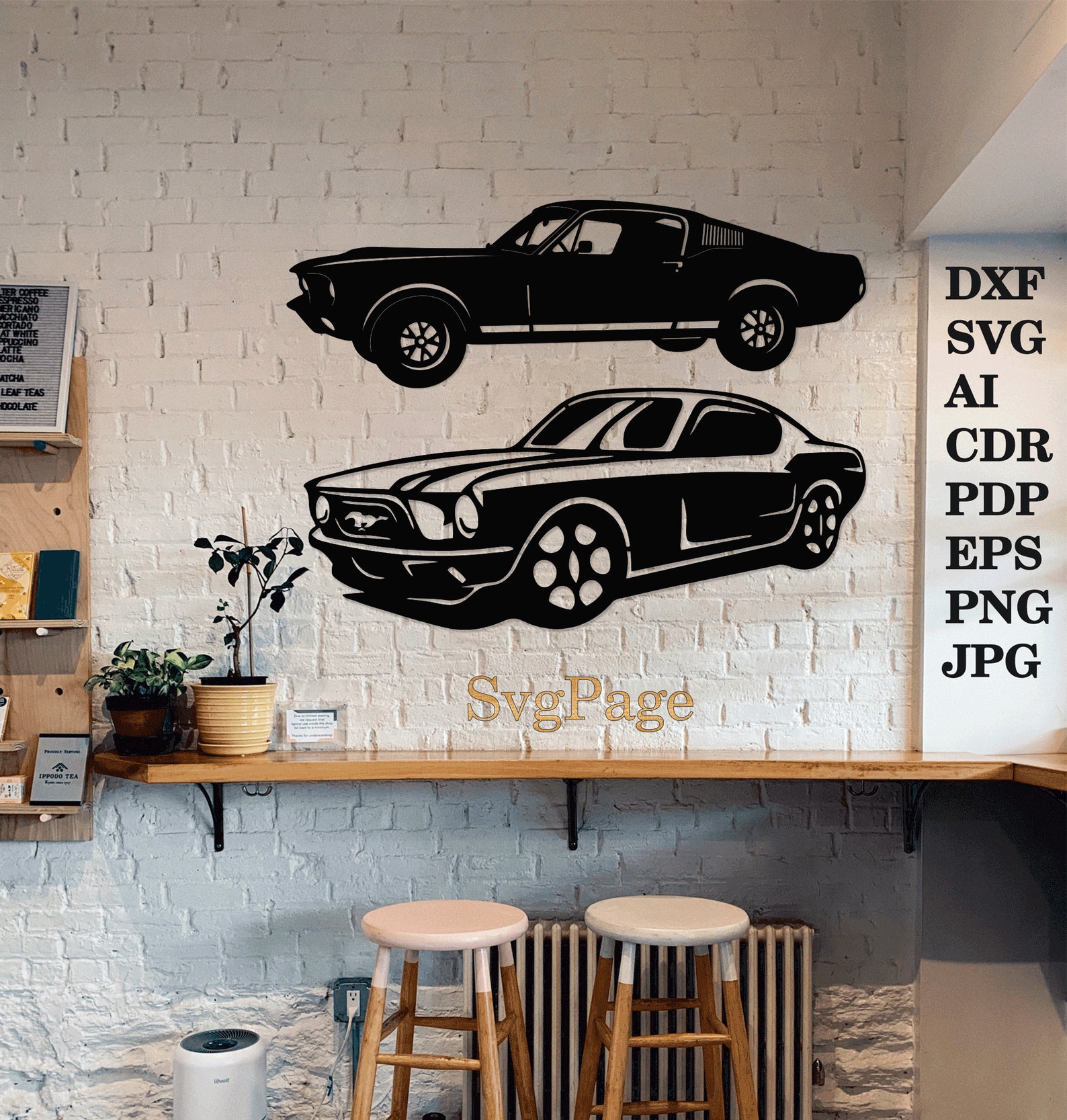 Ford Mustang Shelby Muscle Car Laser Cut Svg Dxf Files Wall Art Sticker ...