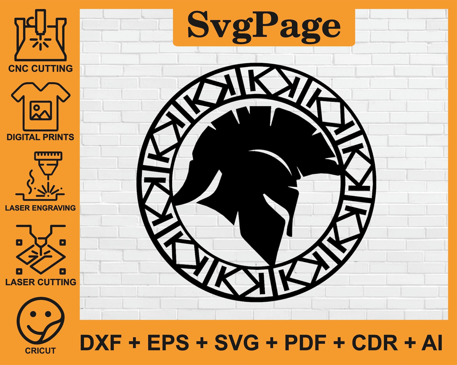 Spartacus Laser Cut Svg Dxf Files Wall Sticker Engraving Decal Template ...