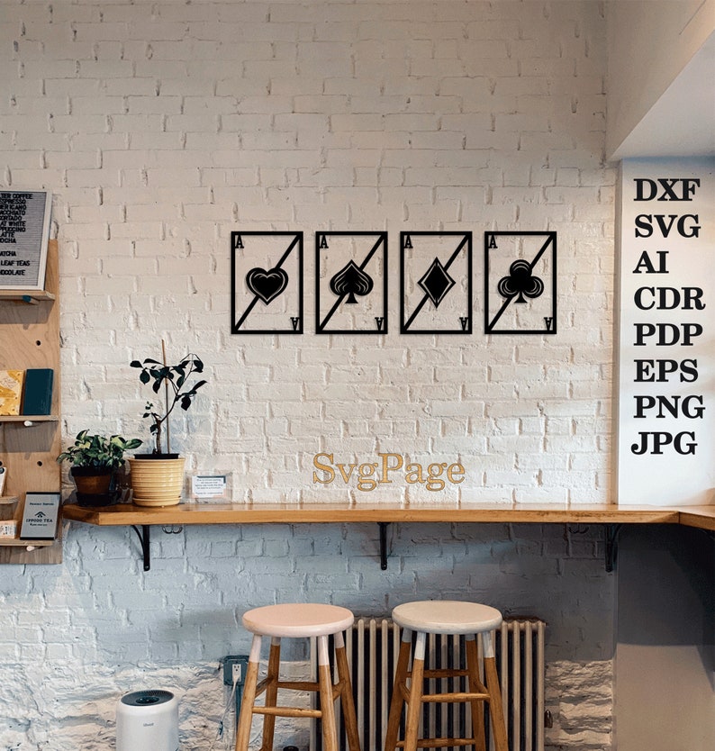 Aces Deck of Cards Laser Cut Svg Dxf Files Wall Sticker Engraving Decal ...