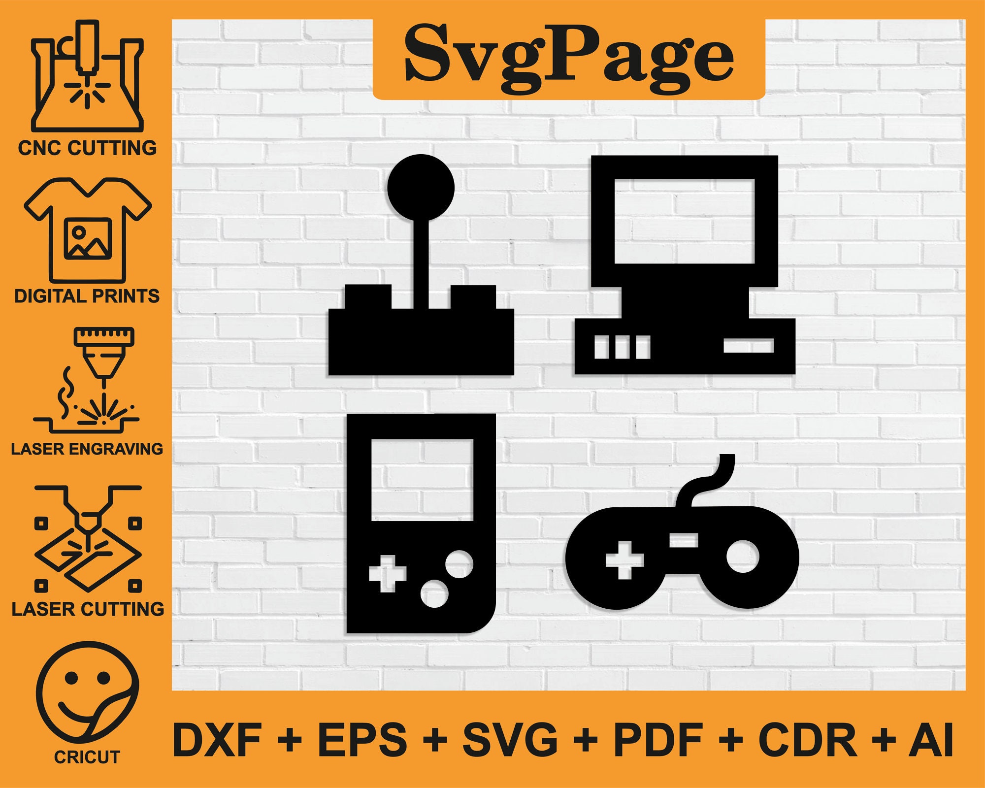 Retro Vintage Gaming Arcade Laser Cut Svg Dxf Files Wall Sticker ...