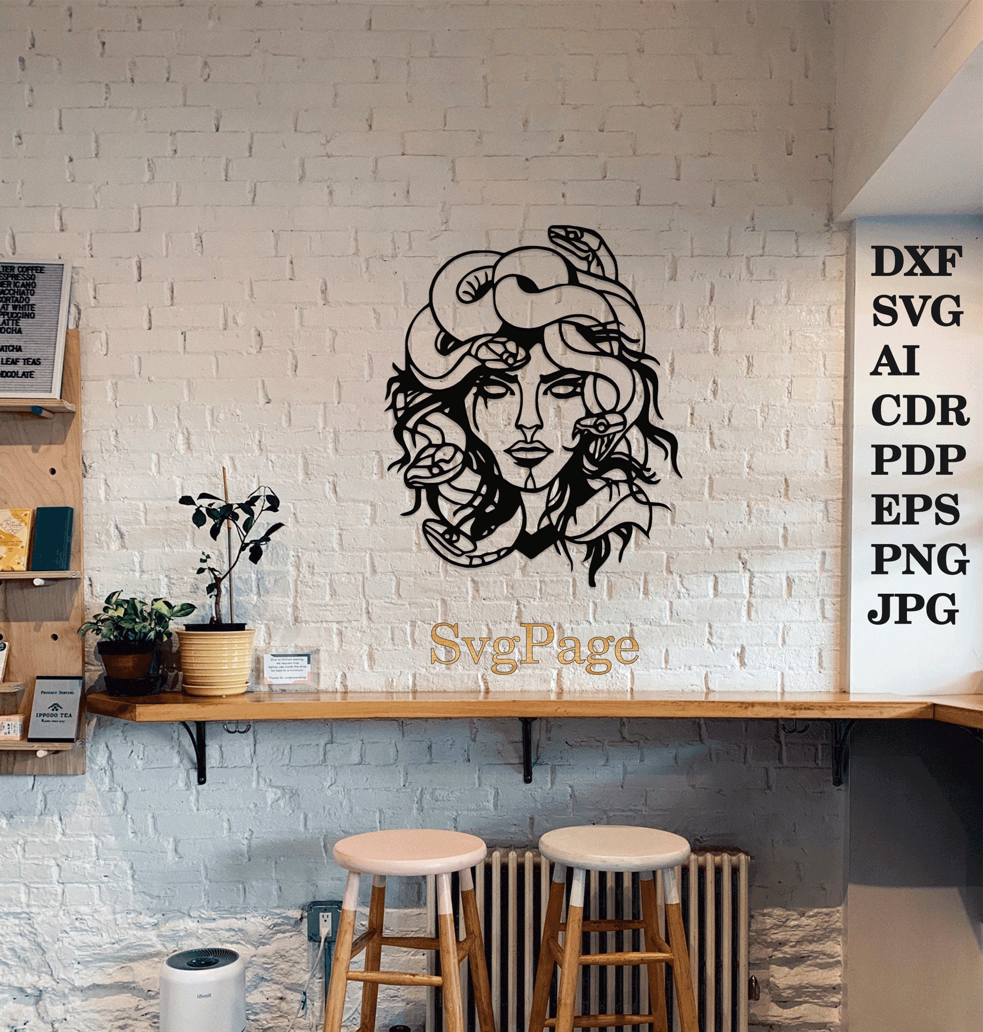 Medusa Snake Laser Cut Svg Dxf Files Wall Sticker Engraving Decal ...
