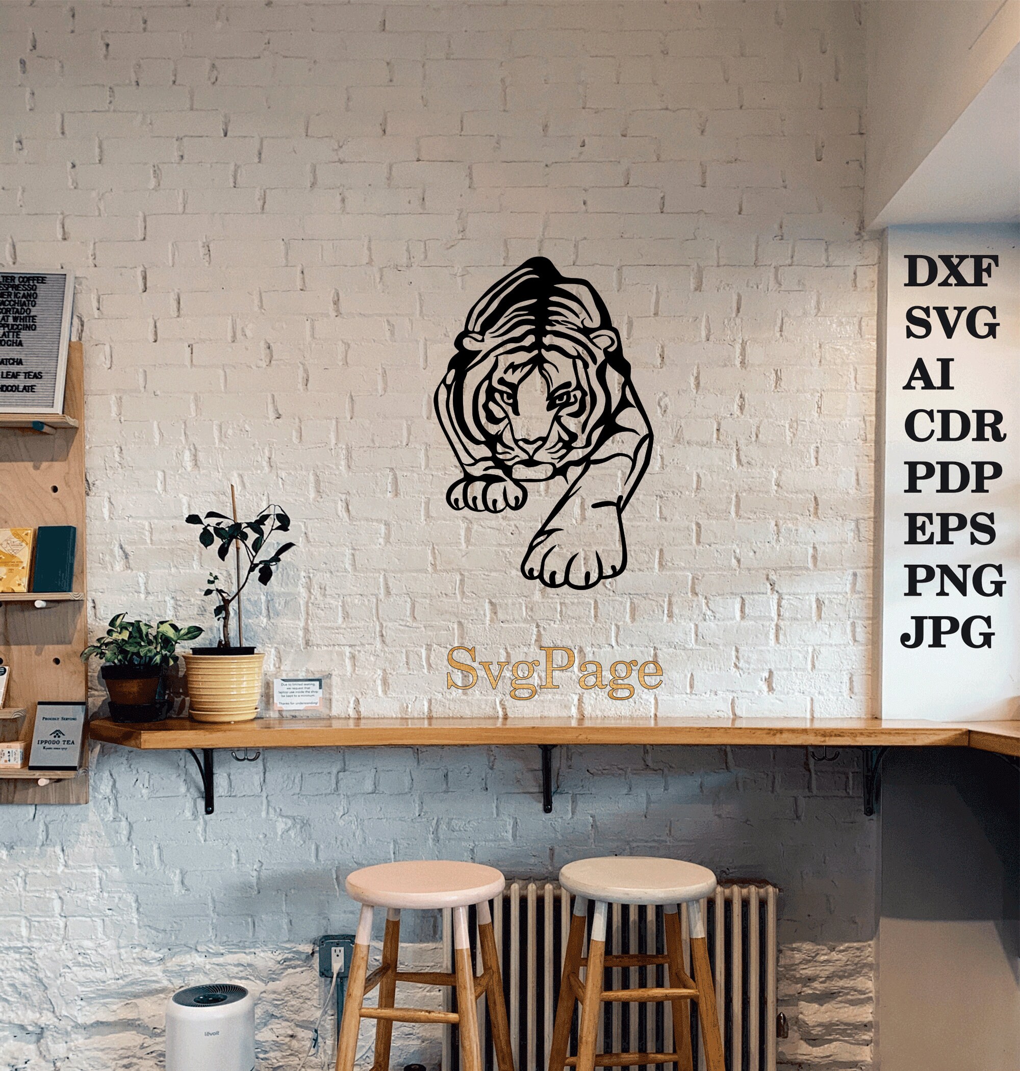 Tiger Dxf Animal Svg Laser Cut Png Files Wall Art Sticker - Etsy