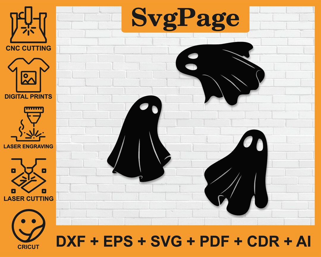 Casper Ghost Halloween Dxf Svg Pdf Laser Cut Png Files Wall Art Sticker ...