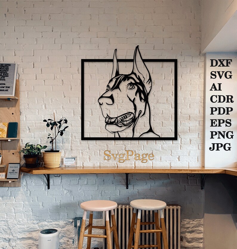 Dog Doberman Laser Cut Svg Dxf Files Wall Art Sticker Glowforge ...
