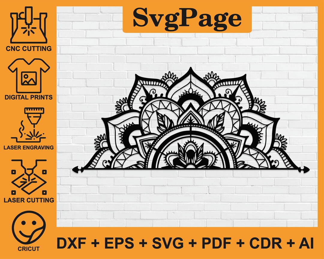 Mandala Lotus Laser Cut Svg Dxf Png Files Wall Art Sticker Glowforge ...
