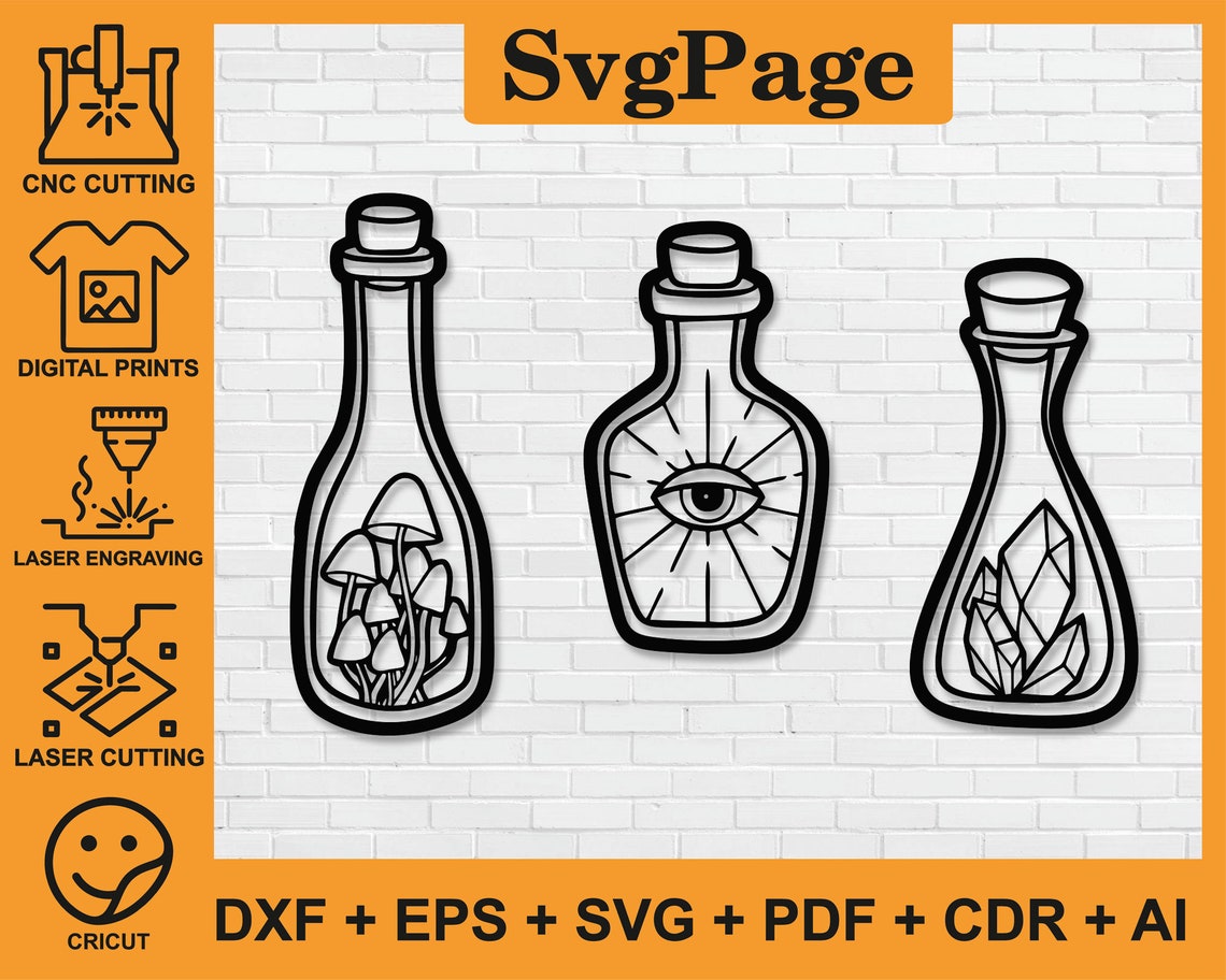 Cork Bottle Amatis Stone Dxf Svg Pdf Laser Cut Png Files Wall Art ...