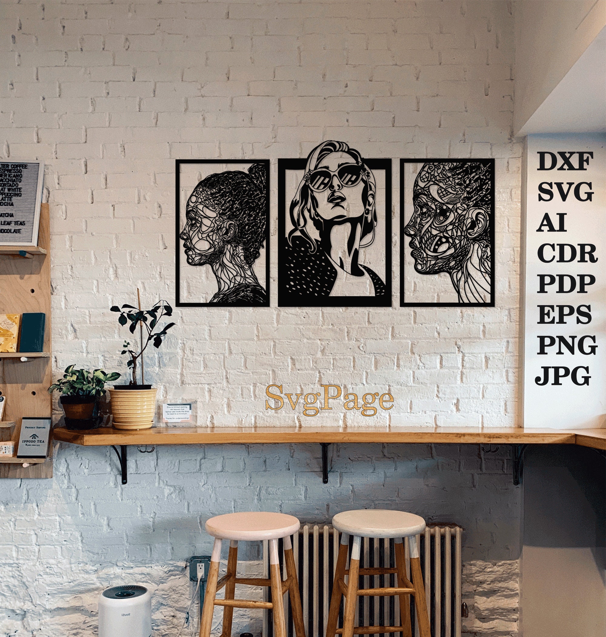 Beatiful Women Girl Laser Cut Svg Dxf Files Wall Sticker Glowforge ...