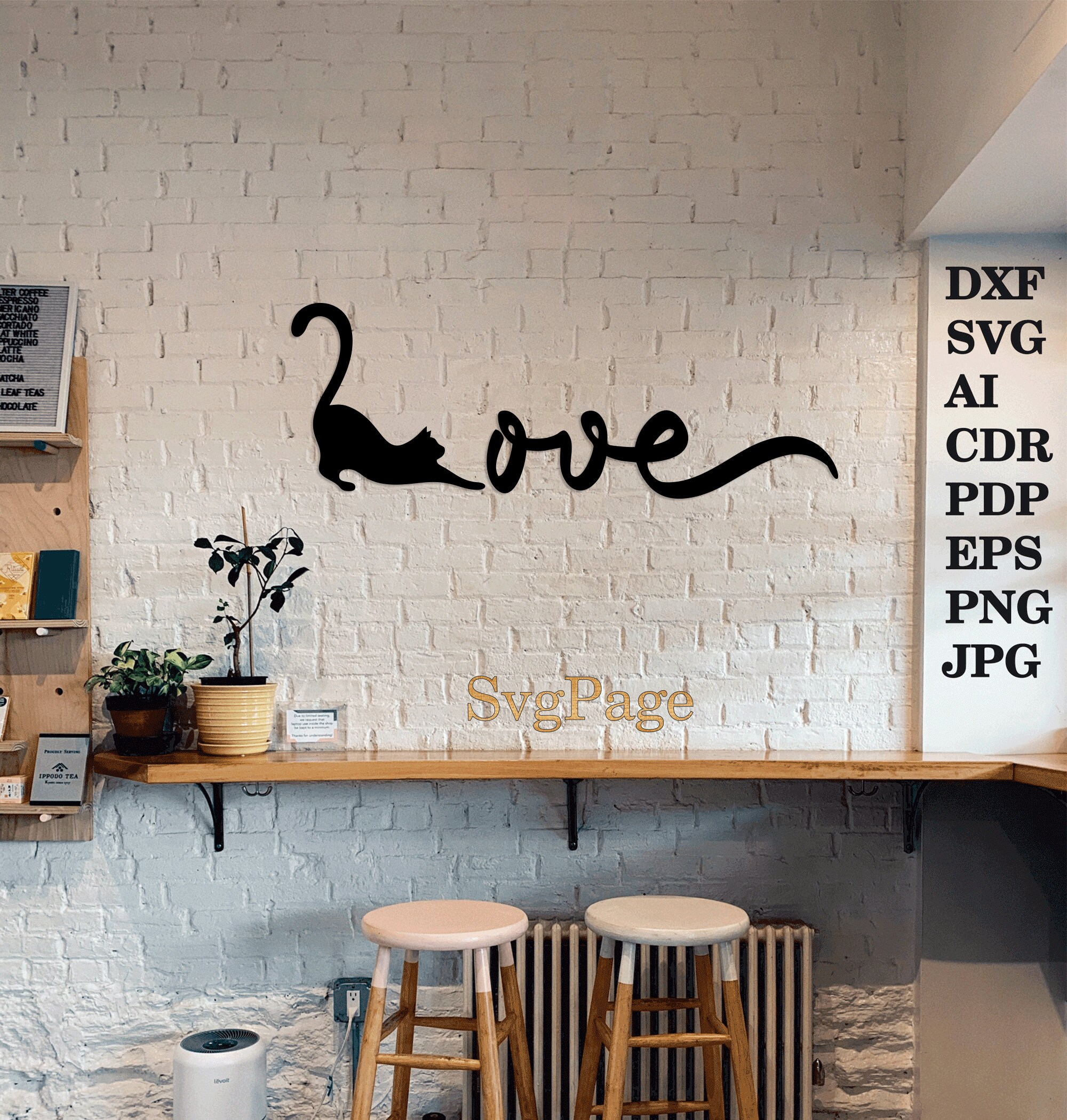 Cat Kitten Love Laser Cut Svg Dxf Png Files Wall Art Decal Sticker ...
