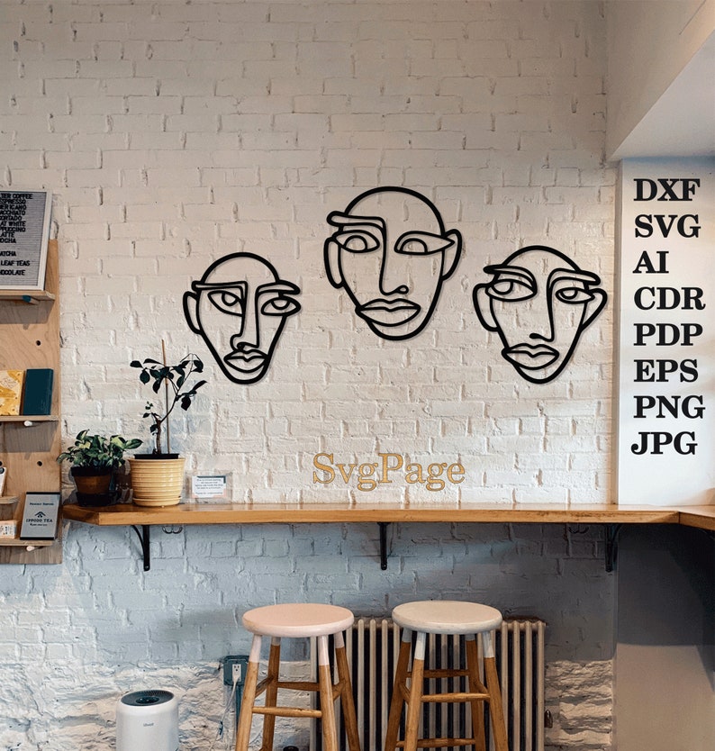 Human Face Laser Cut Svg Dxf Files Wall Art Sticker Glowforge - Etsy