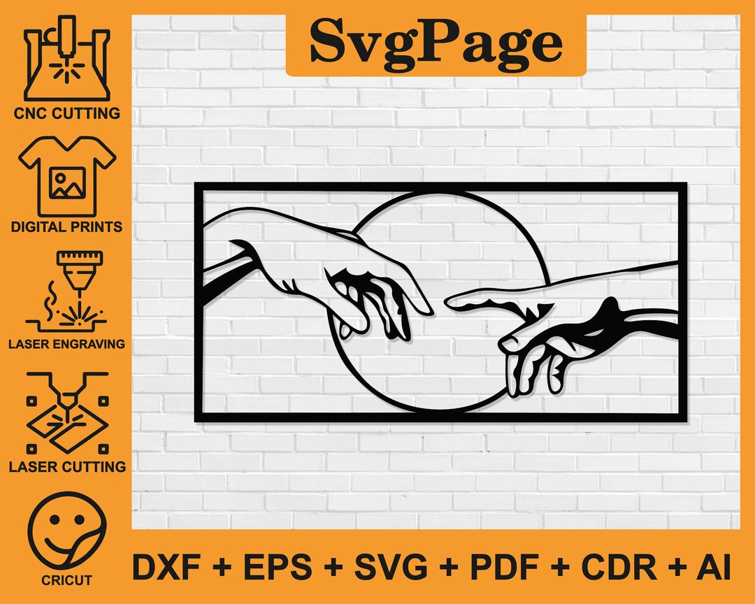 Creation of Adam Hand Sun Laser Cut Svg Dxf Files Wall Sticker ...