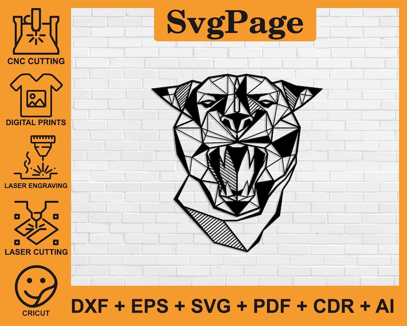 Puma Laser Cut Svg Dxf Png Files Wall Art Sticker Glowforge Engraving ...