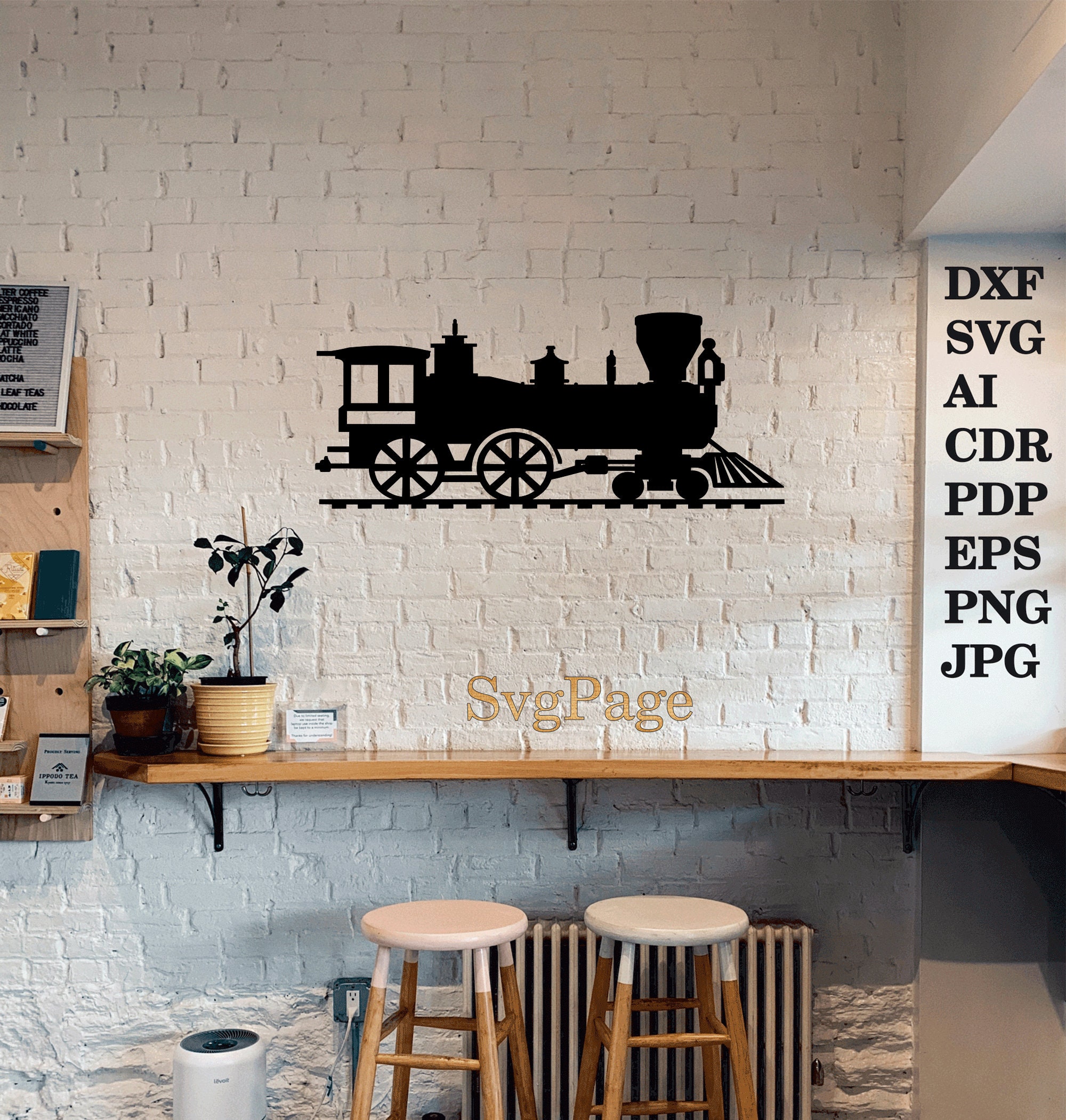 Steam Locomotive Train Dxf Laser Cut Svg Png Files Wall Art Sticker ...