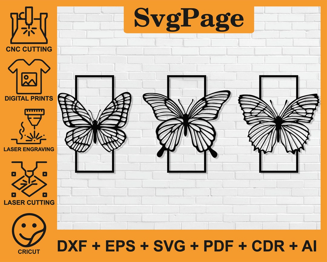 Butterfly Dxf Home Decoration Laser Cut Svg Png Pdf Files Wall Art ...