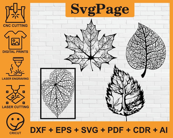 Leaf SVG DXF Vector Files Wall Decor Digital Templates Instant Download ...