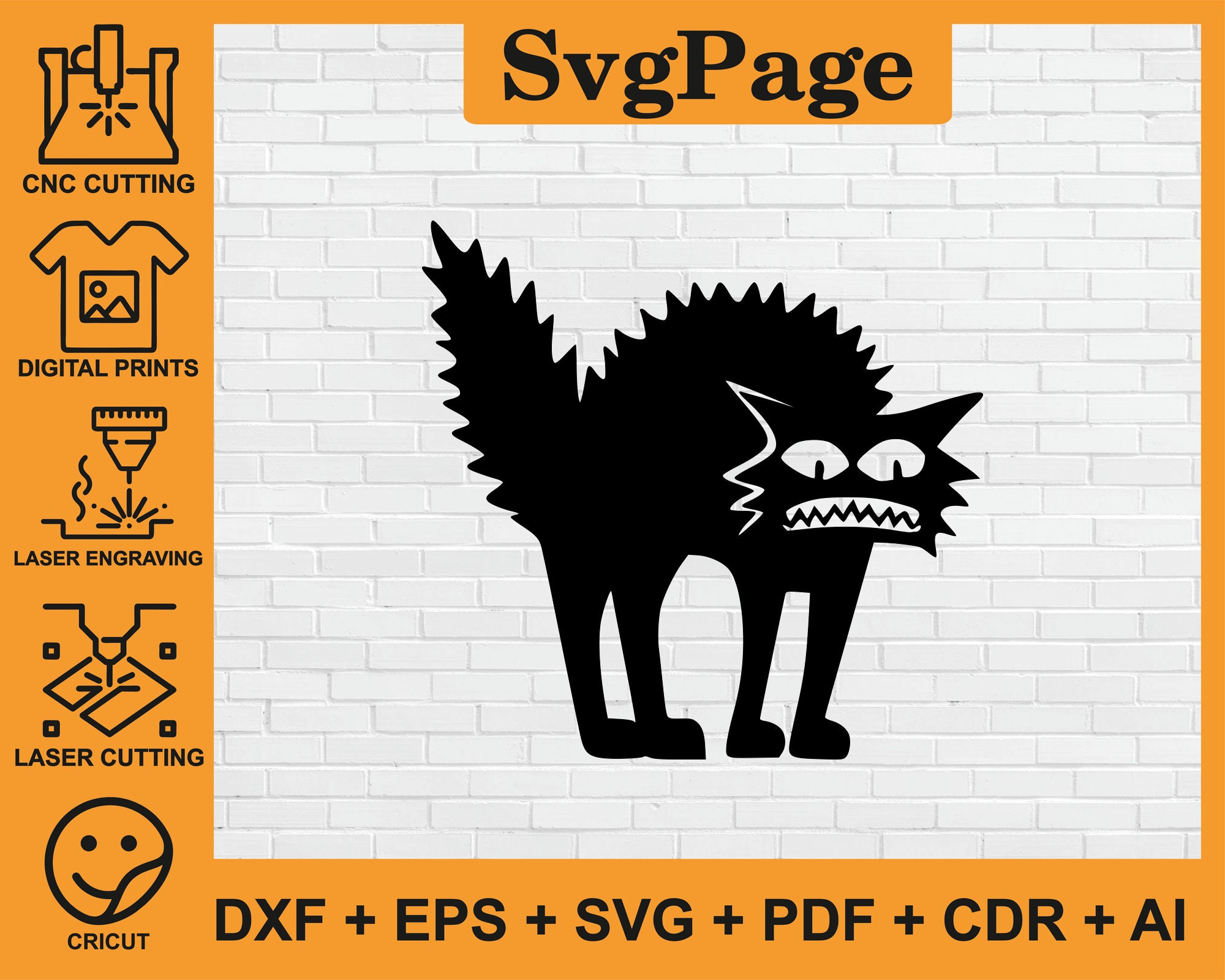 Shaggy Cat Scared Laser Cut Svg Dxf Png Files Wall Art Decal Sticker ...